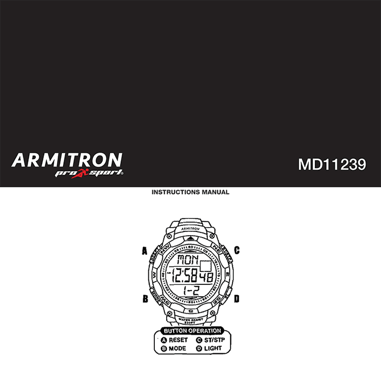 Armitron 40/8377 Pro Sport wr330ft digital watch User Manual