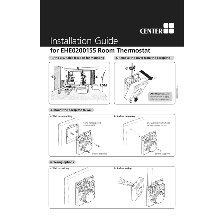 Center CB Analogue Thermostat 340020 Installation Manual