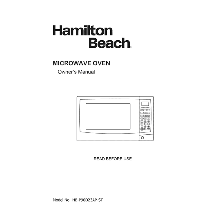 Hamilton Beach 0.9 cu.ft 900W Microwave P90D23AP-ST Manual