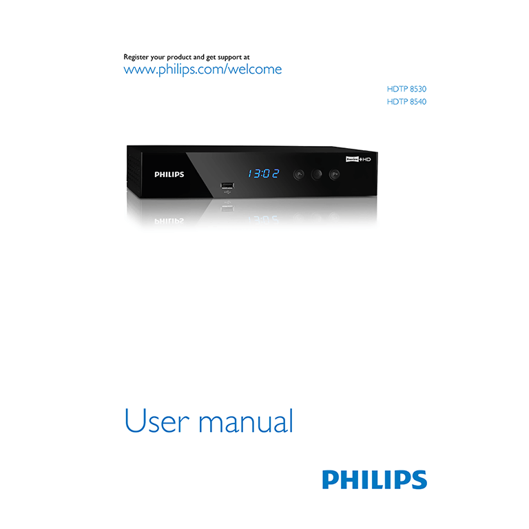 Philips HDTP-8530 Freeview+HD DVB-T/T2 Recorder User Manual
