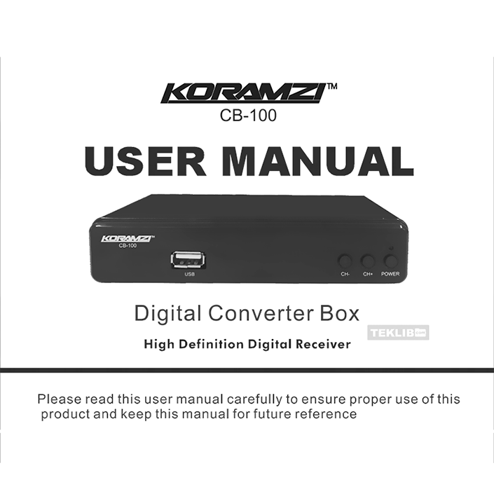Koramzi CB-100 ATSC Digital TV Converter Box User Manual