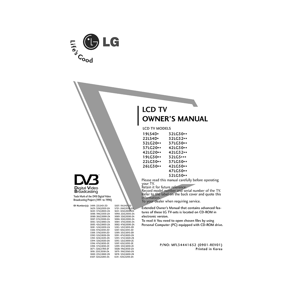 32LG5000 LG 32 inch LCD TV User Manual