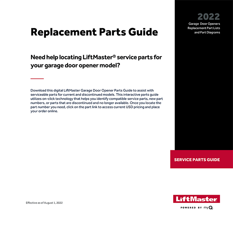 LiftMaster garage door opener Replacement Parts Guide