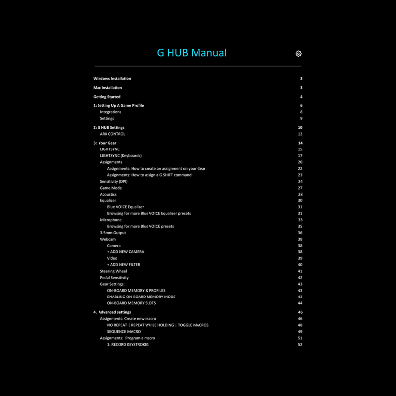 Logitech G HUB Advanced Gaming Software Manual Logitech G HUB Advanced Gaming Software Manual