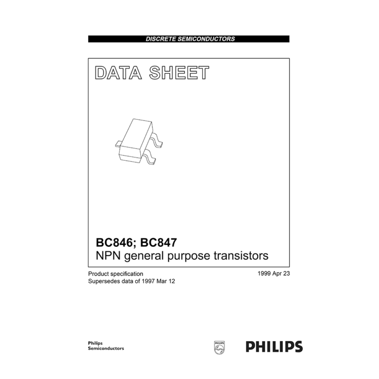BC847 Philips NPN transistor Datasheet