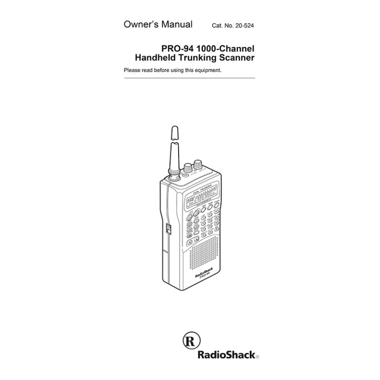 RadioShack PRO-94 Trunking Scanner User and Service Manuals