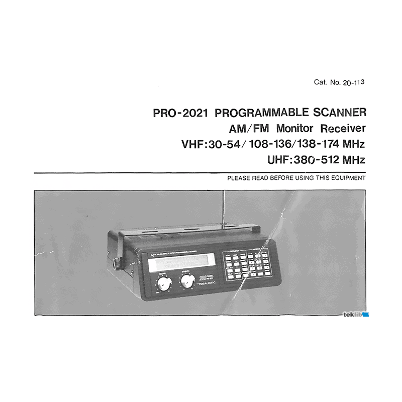 Realistic PRO-2021 programmable scanner User Manual