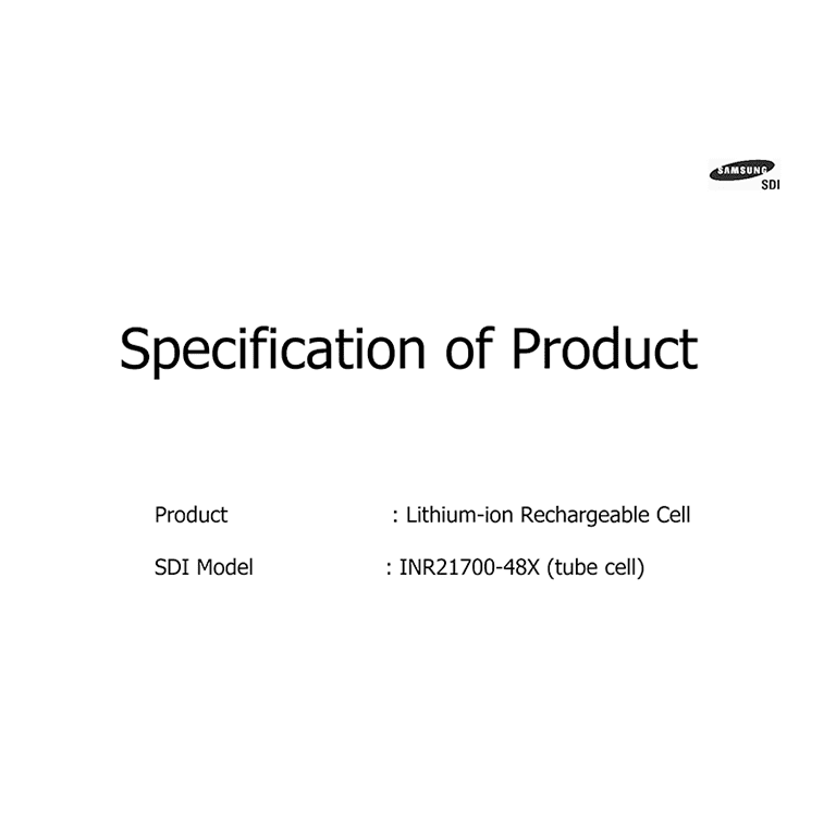Samsung SDI INR21700-48X rechargeable li-ion cell Datasheet