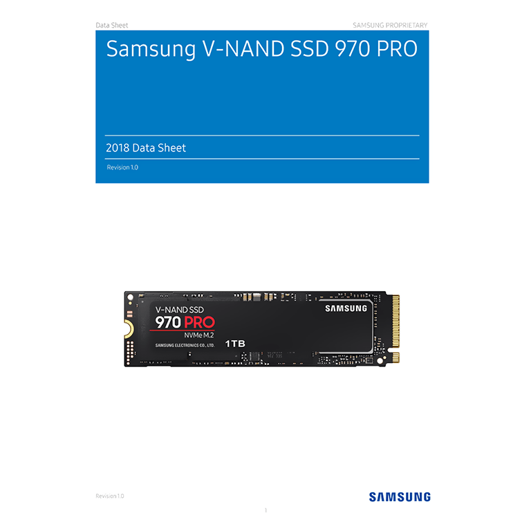 Samsung SSD 970 PRO 1TB M.2 PCIe NVMe MZ-V7P1T0 Datasheet