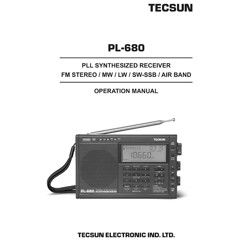 Tecsun PL-680 FM/MW/LW/SW-SSB/Air band receiver User Manual