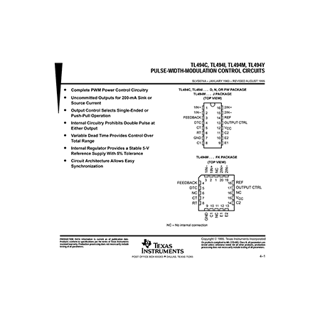 TL494I Texas Instruments PWM controller Datasheet