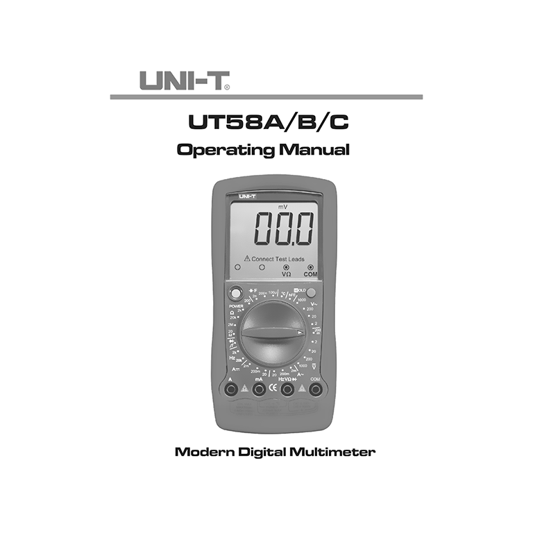 UNI-T UT58A / UT58B / UT58C digital multimeter User Manual