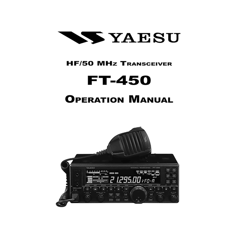 Yaesu FT-450 Super Compact HF/50MHz Transceiver User Manual